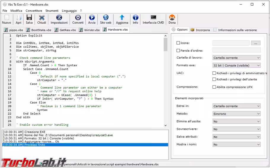 Come convertire script VBS o PS1 in file eseguibili EXE [TurboLab.it]