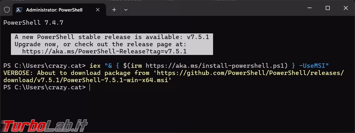 Come aggiornare o installare PowerShell 7 direttamente da PowerShell ...